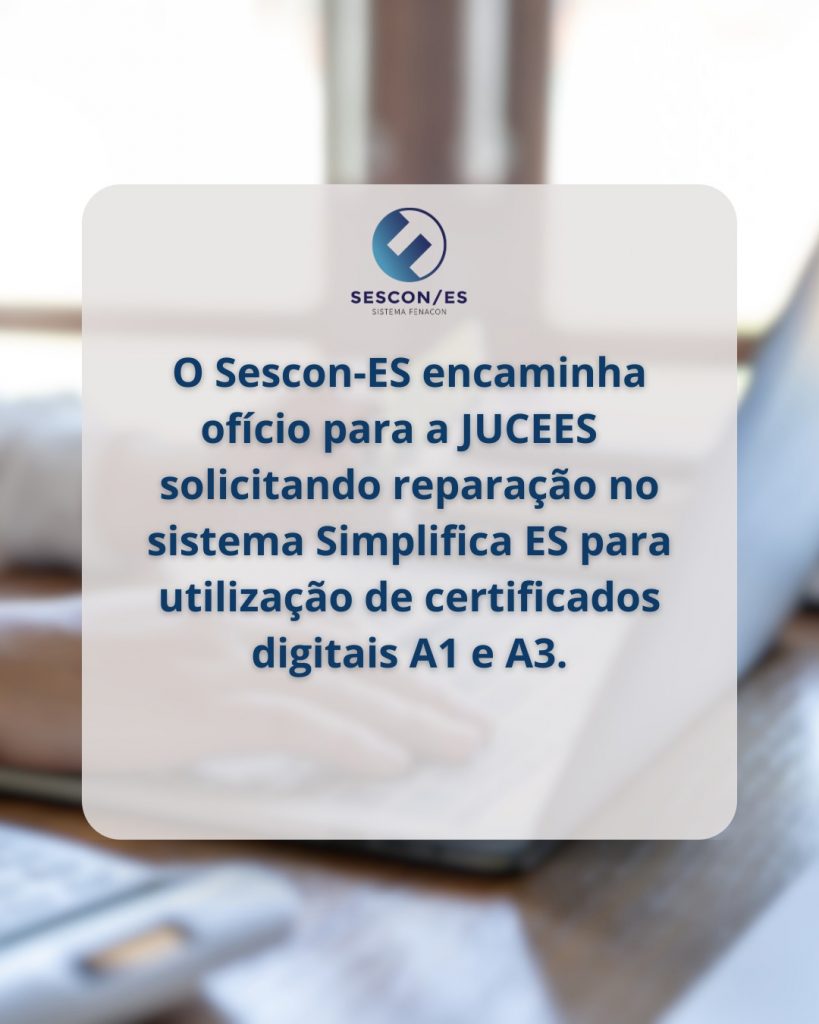 SESCON-ES encaminha ofício para JUCEES solicitando correção no ...